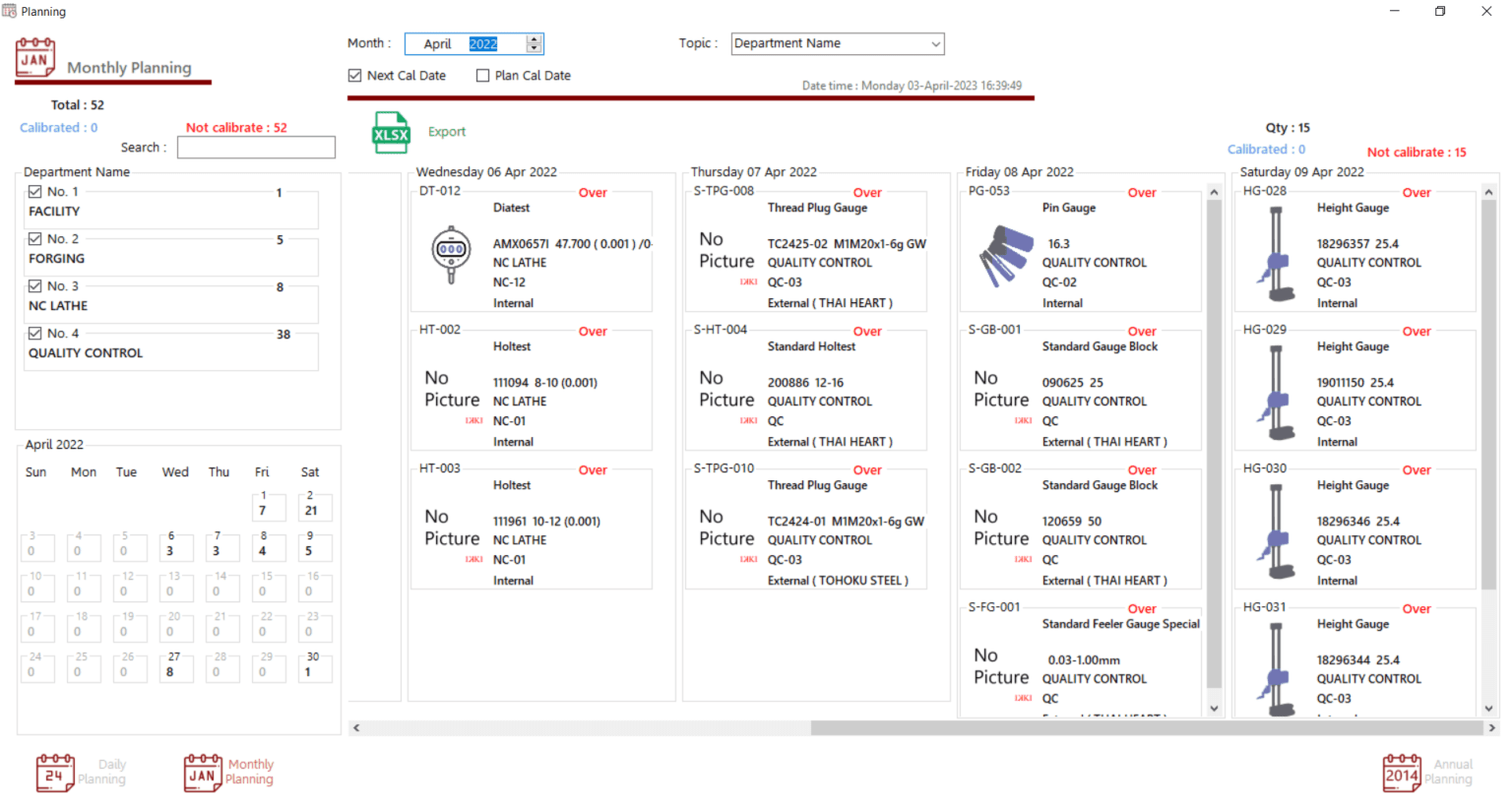 Calibration scheduling Software : Fact-C: Calibration